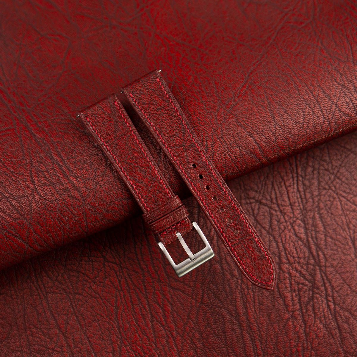 Red Alran Fat Nat Chevre Goat Leather Strap WV by HANDDN – Watch Vault ...