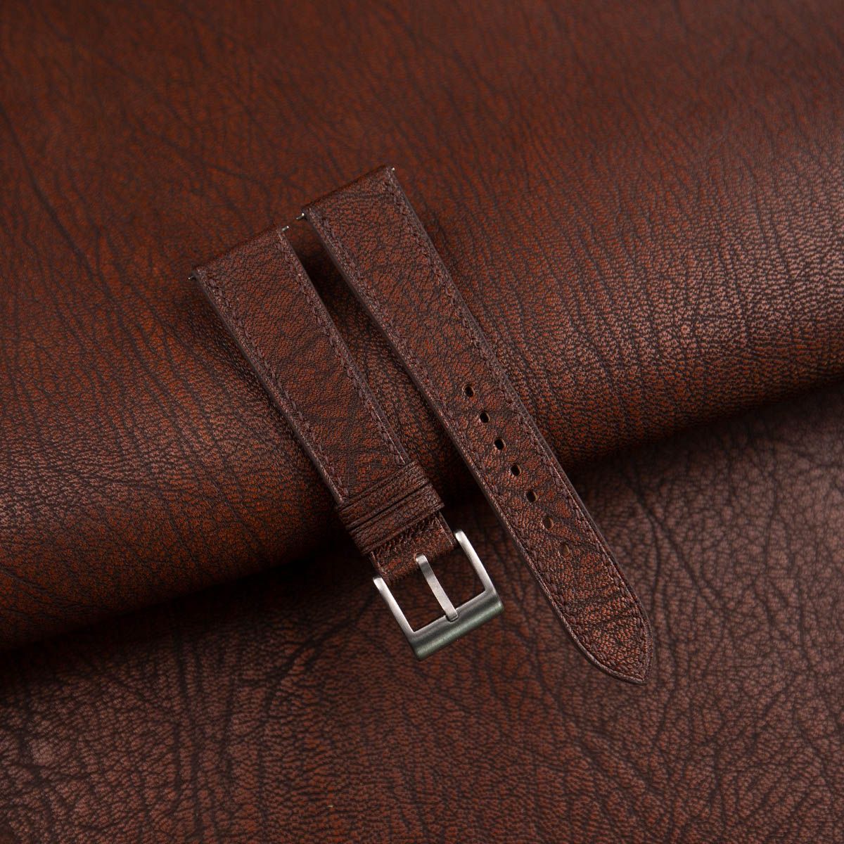 Reddish Brown Alran Fat Nat Chevre Goat Leather Strap WV by HANDDN ...