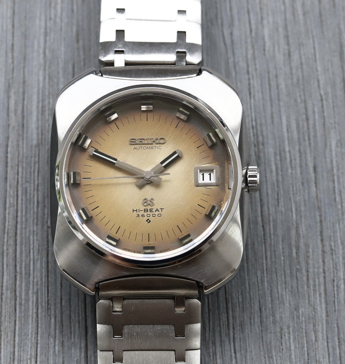 Grand Seiko 'Pillow' Tropical Dial 6145-8020 on Bracelet - 1969 – Watch ...